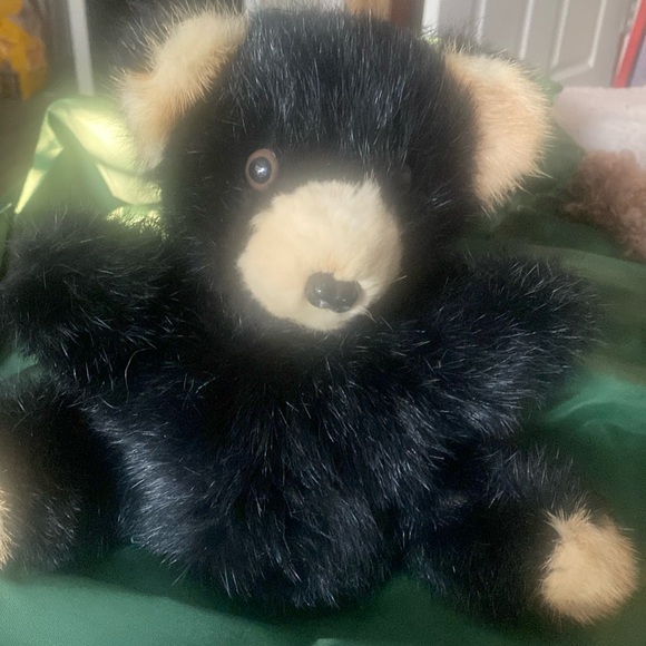 Toys | Vintage Plush Sitting Mink Fur Bear Black Dyed Stuffed | Poshmark